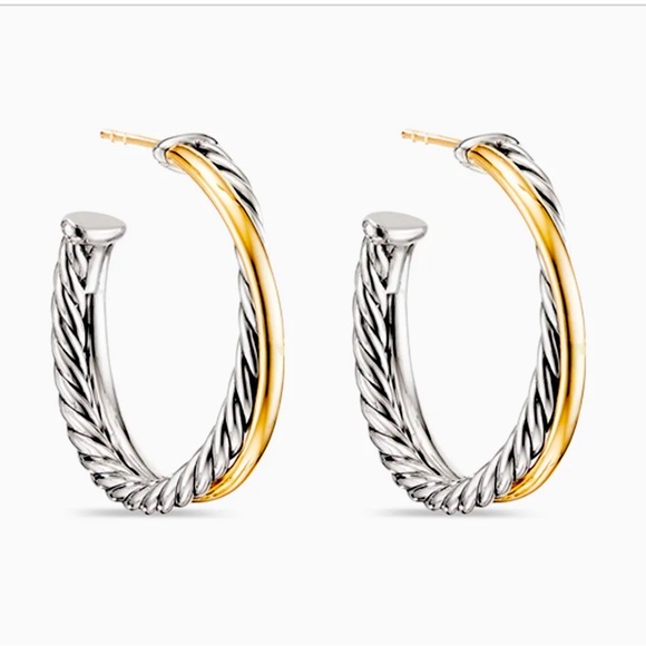 David Yurman | Jewelry | David Yurman Crossover Hoop Earrings With 8k ...